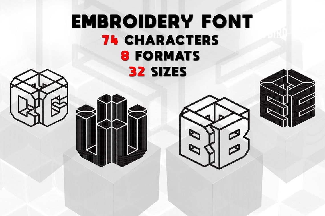 3D Cube Embroidery Font Three Dimensional Embroidery Font - Etsy UK