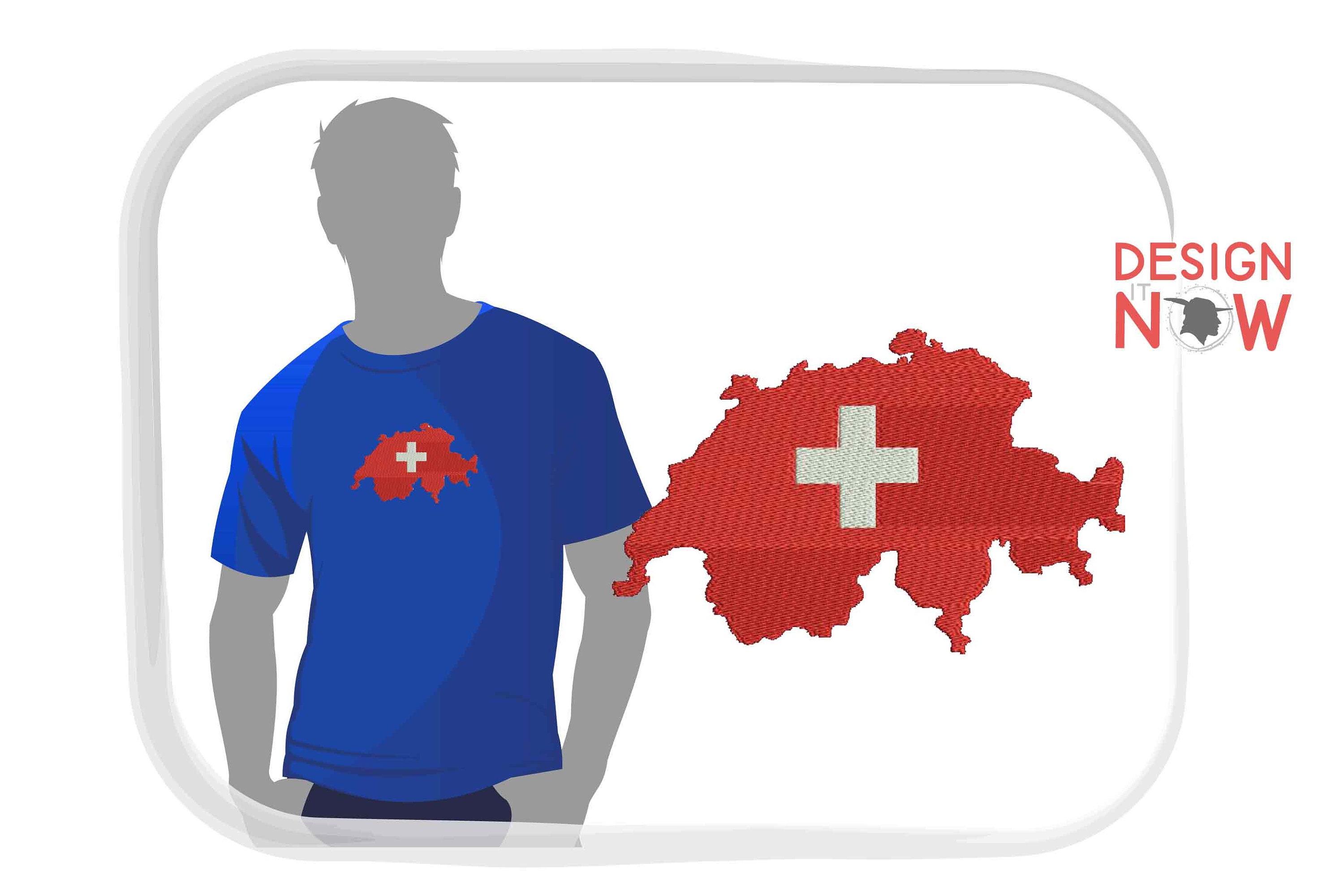 Swiss Flag Embroidery Design Flag of Switzerland Map - Etsy