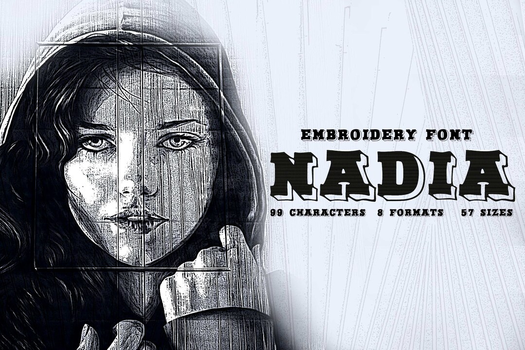 Nadia Embroidery Font, Fabcy Serif Wide 3D Characters Font, Modern Three Dimensional Font for ...