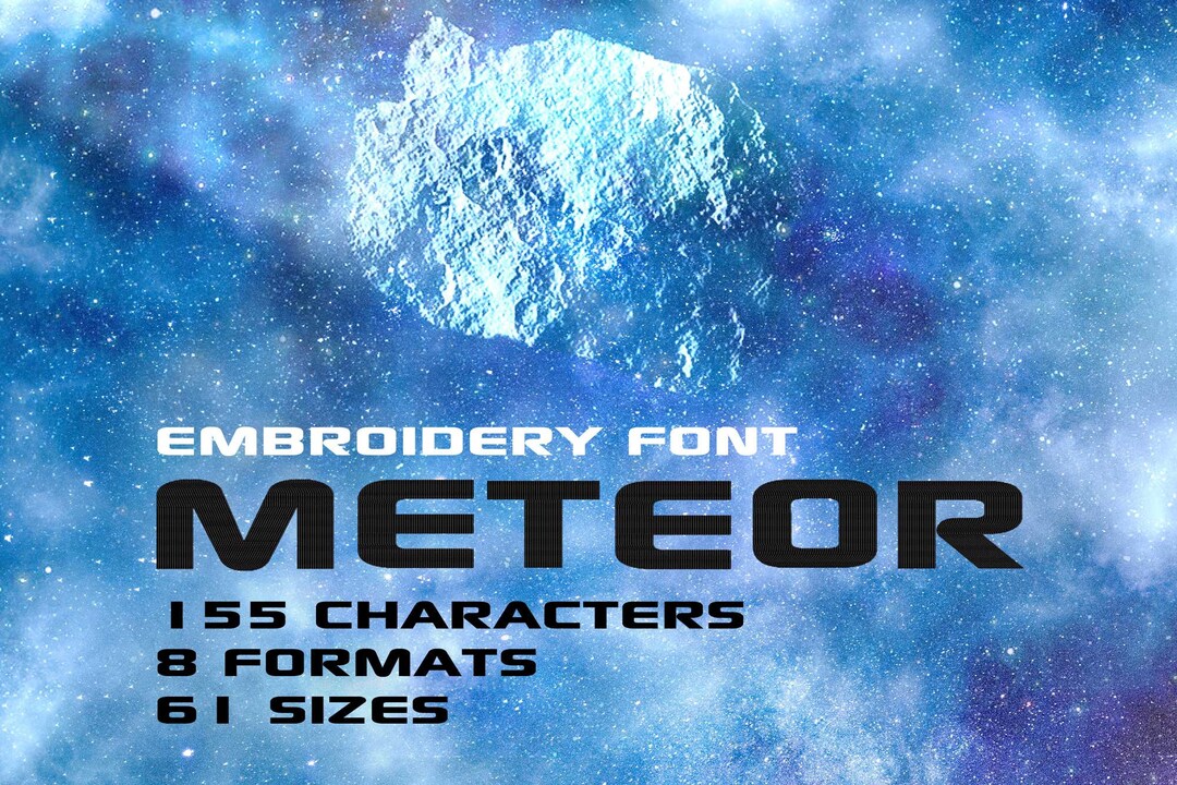 Meteor Embroidery Font, Sci-fi Futuristic Letters and Numbers ...