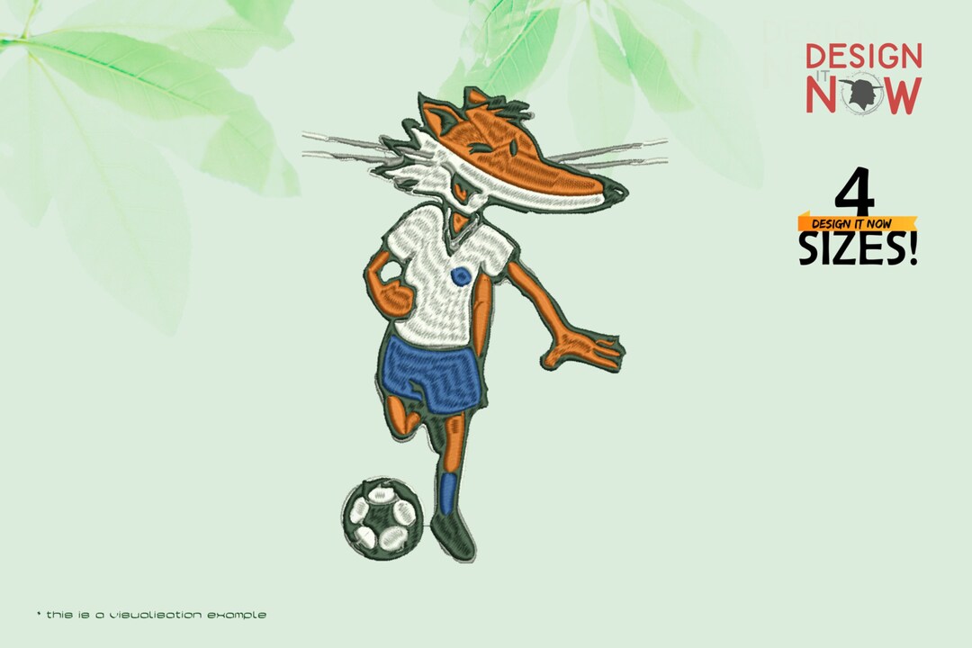 Soccer Embroidery Design Fox Embroidery File Soccer Player - Etsy