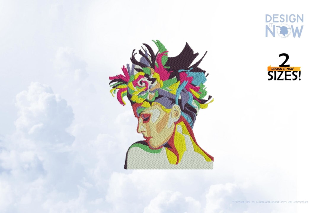 Colorful Girl Embroidery Art, Woman Embroidery Pattern, Beautiful ...