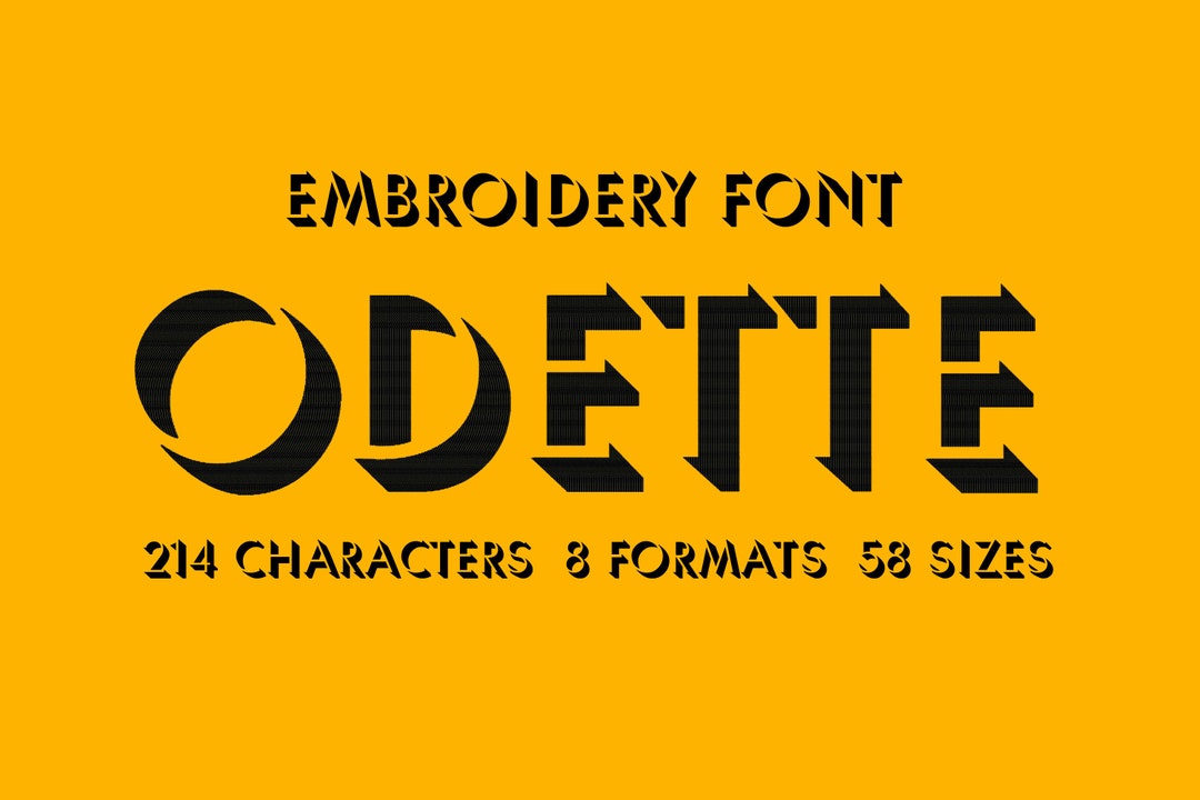 Odette Modern Outline Wide 3D Embroidery Font, Playful Three ...