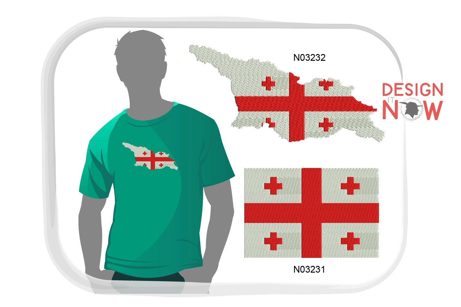 Georgia Flag Embroidery Design Flag of Georgia Map | Etsy