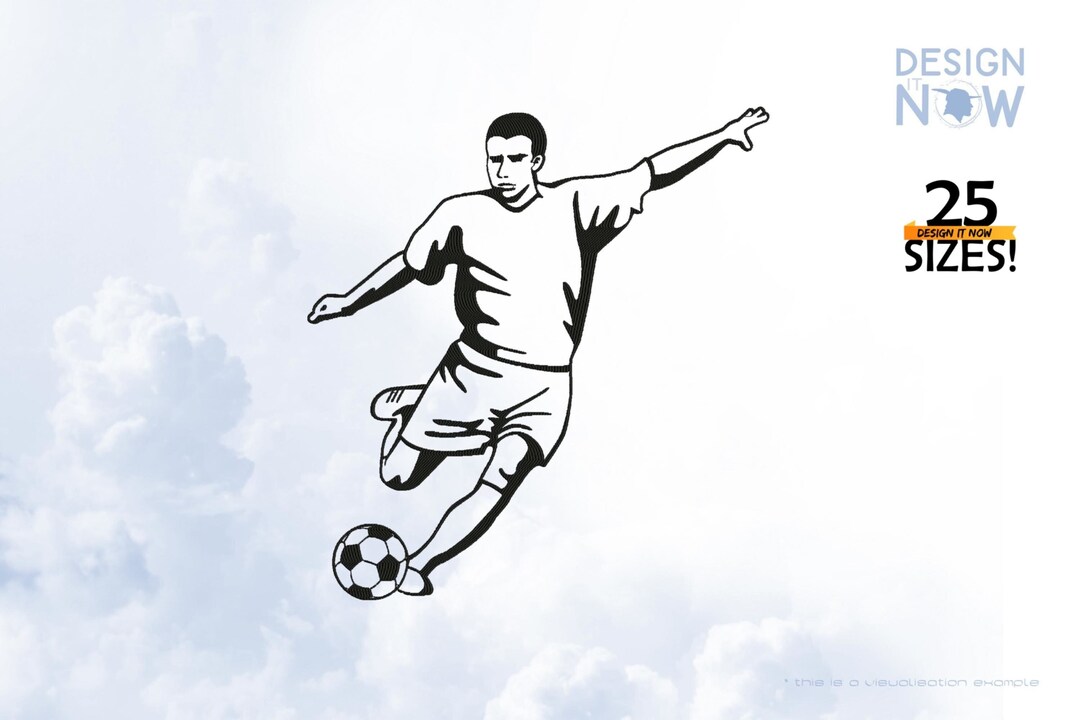 Soccer Embroidery Design, Soccer Player Embroidery Pattern, Quality ...
