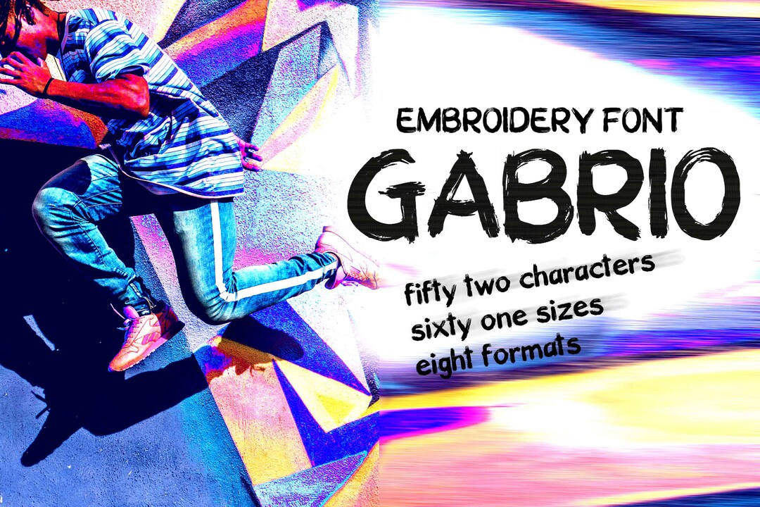 Gabrio Embroidery Font, Brush Embroidery Font Design, Alphabet Design ...