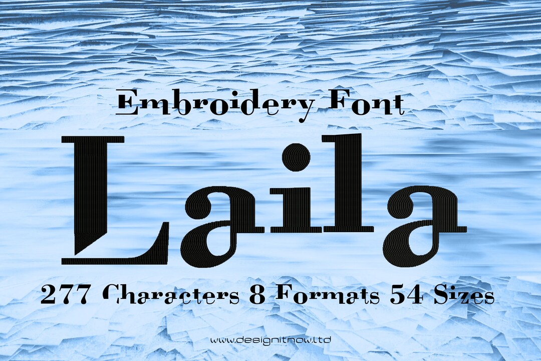 Laila Serif Brocken Fragmented Embroidery Font, Fancy Embroidery Font ...