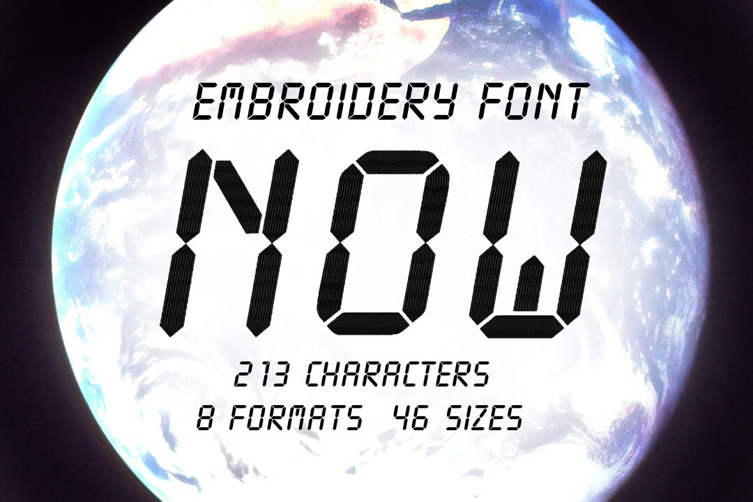 Now LCD Embroidery Font, Timeless Modern Font, Futuristic Embroidery ...