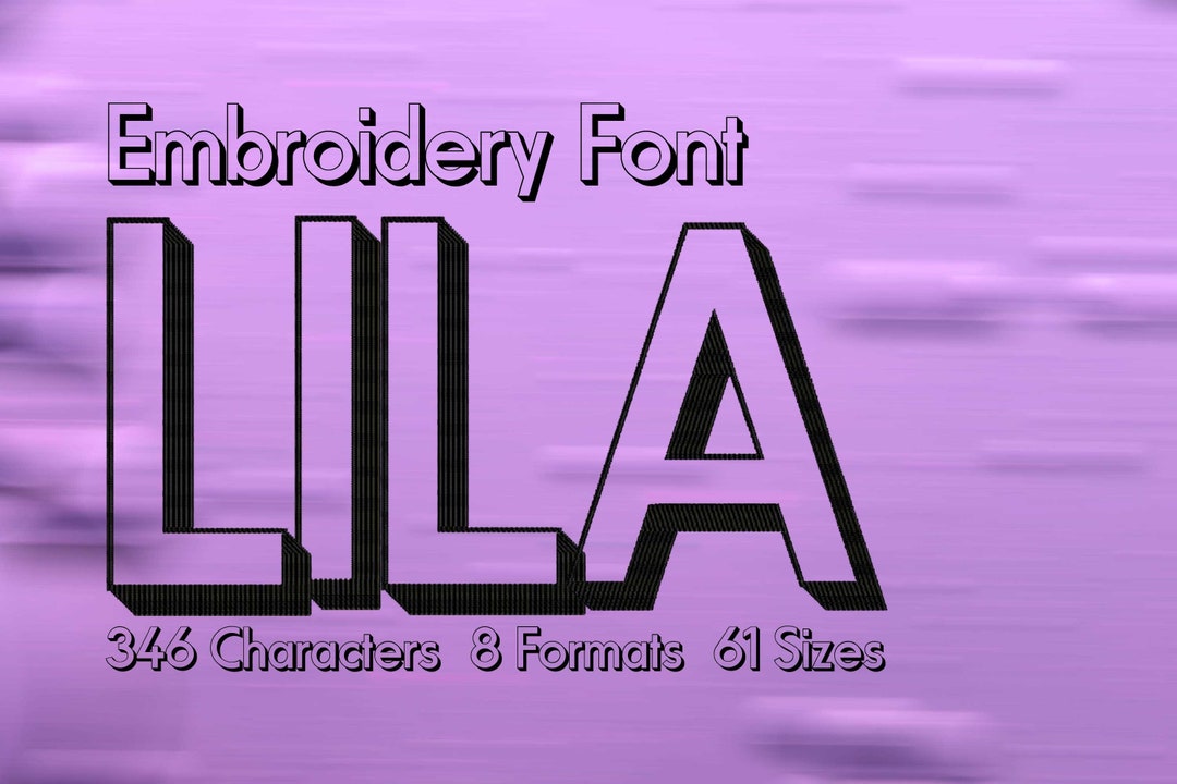Lila Outline Thin 3D Embroidery Font, Modern Playful Three Dimensional ...