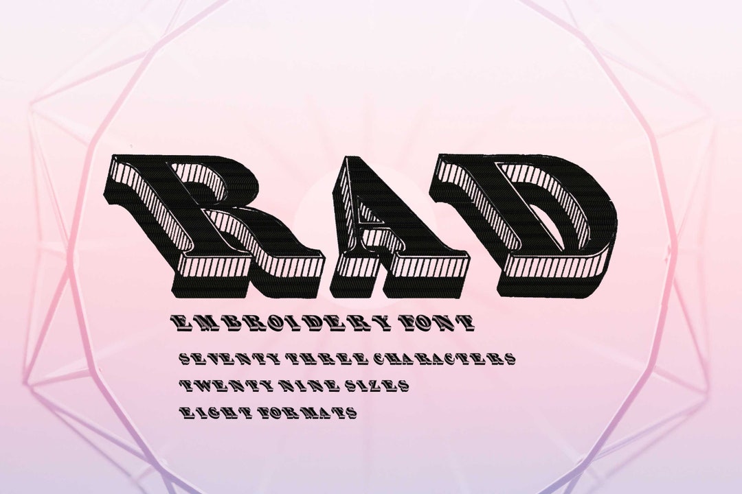Rad 3D Embroidery Font, Three Dimensional Outlined Fonts, Modern ...