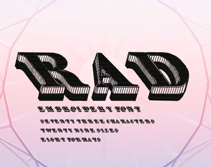 Rad 3D Embroidery Font Three Dimensional Outlined Fonts - Etsy
