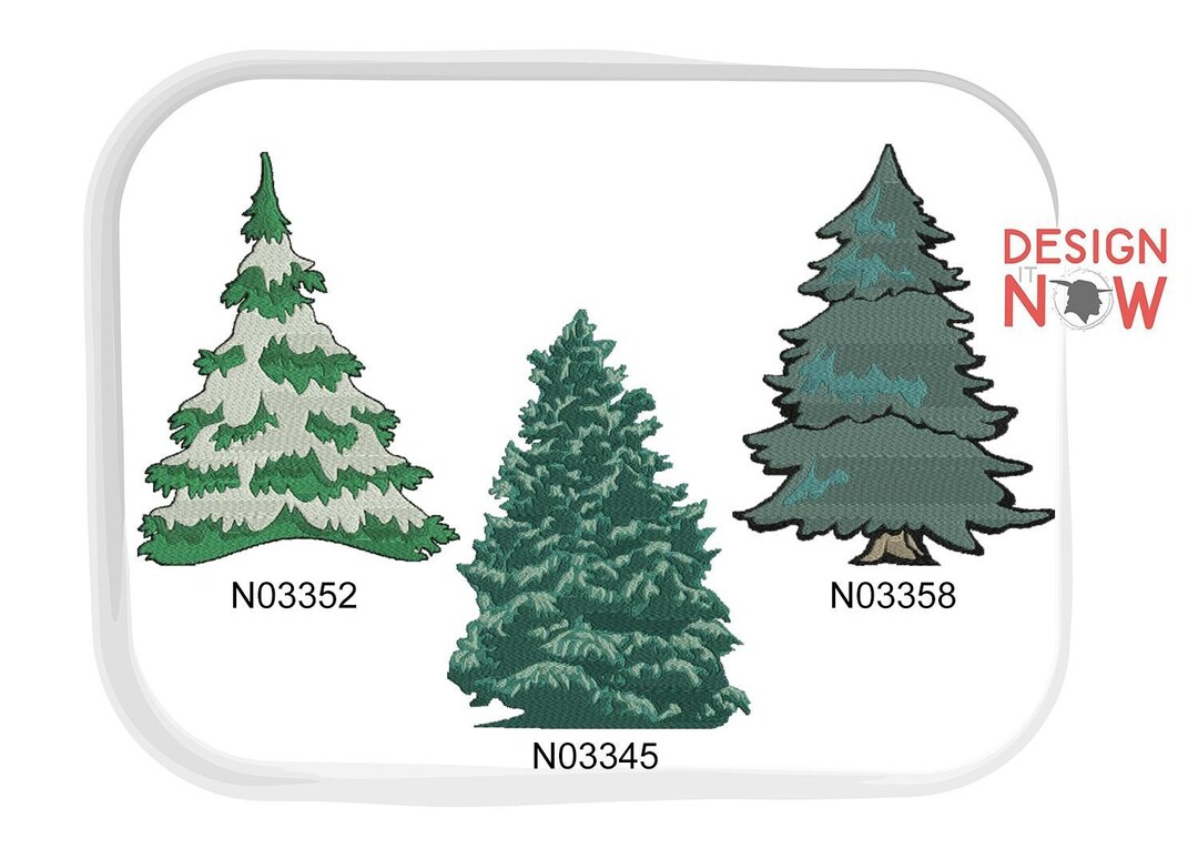 Fir Tree Embroidery Design, Tree Embroidery Pattern, Botanical Art ...