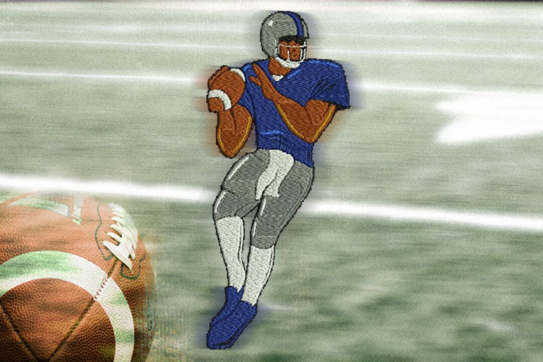 Football Quaterback Embroidery Design, QB American Football Player ...