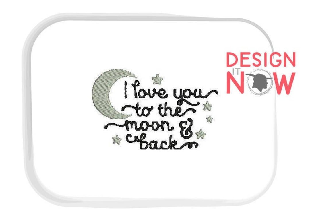 Love You to the Moon and Back, Saying Embroidery Art, Moon Embroidery ...