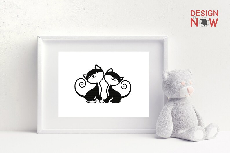 Cute Two Cats Embroidery Design Cat Embroidery Pattern Cat - Etsy