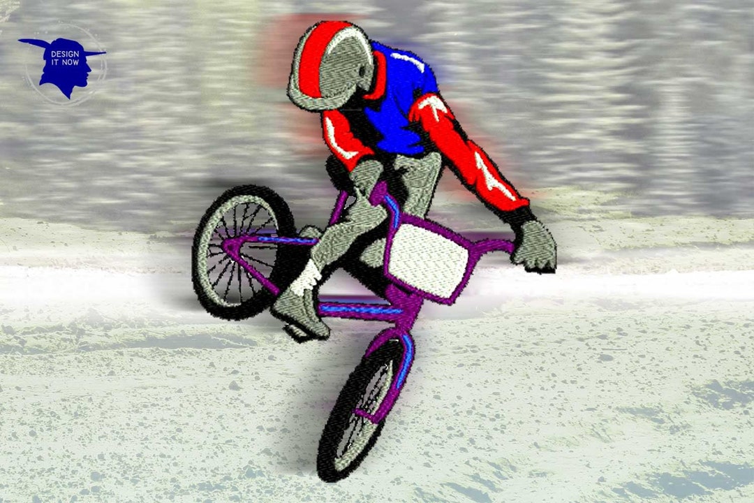 Bicycle Embroidery, Bike Embroidery Design, Jump Bike Embroidery, Sport ...