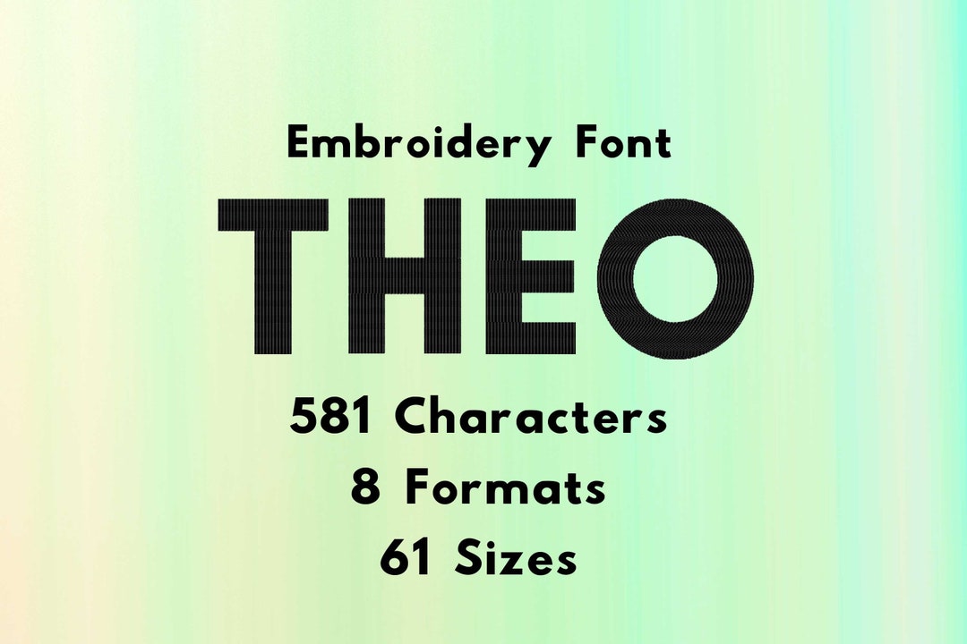 Theo Bold Embroidery Font, Sans Serif Font, Block Embroidery Font ...