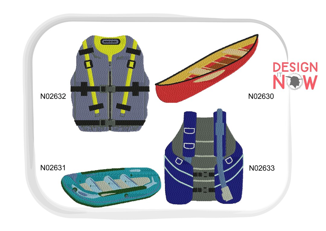 Boat Machine Embroidery Design, Canoe, Vest, Water Sport Embroidery ...