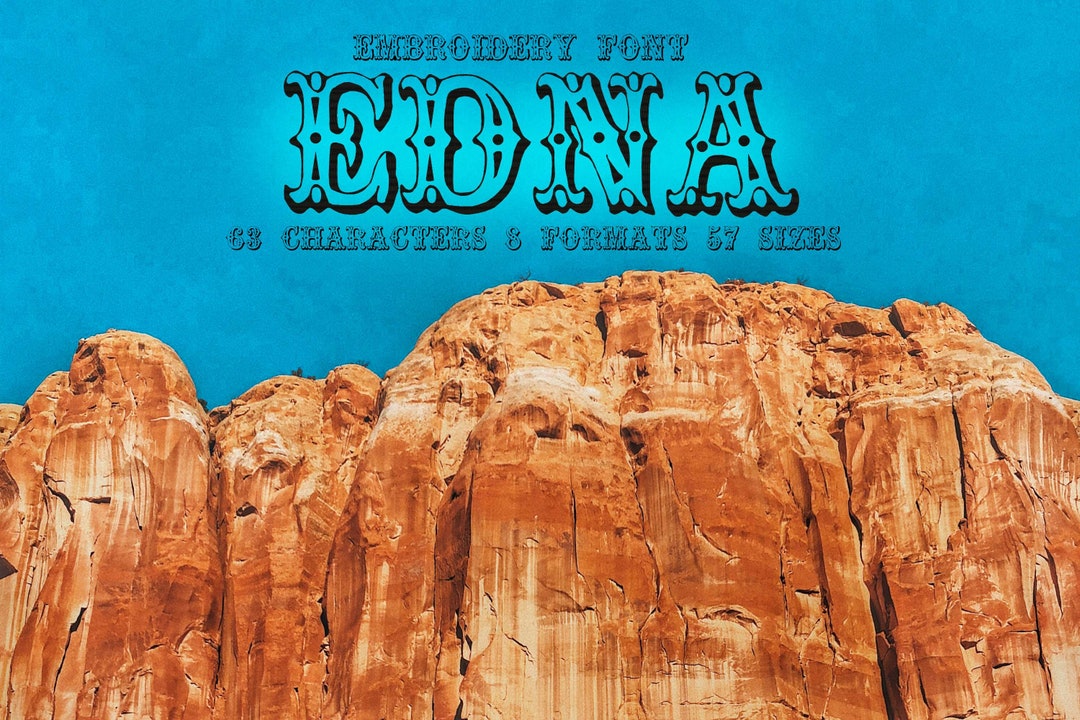 Edna Outline Western Embroidery Font, Monogram Initials Embroidery Font ...