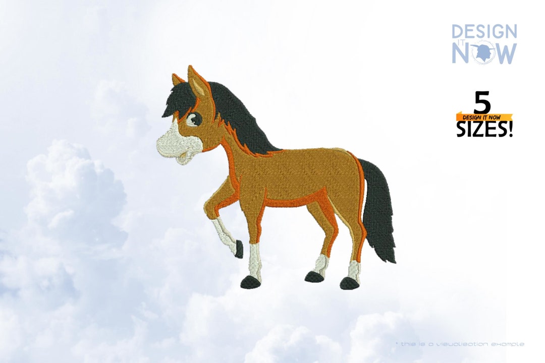 Pony Embroidery Design, Little Horse Embroidery, Children Animals ...