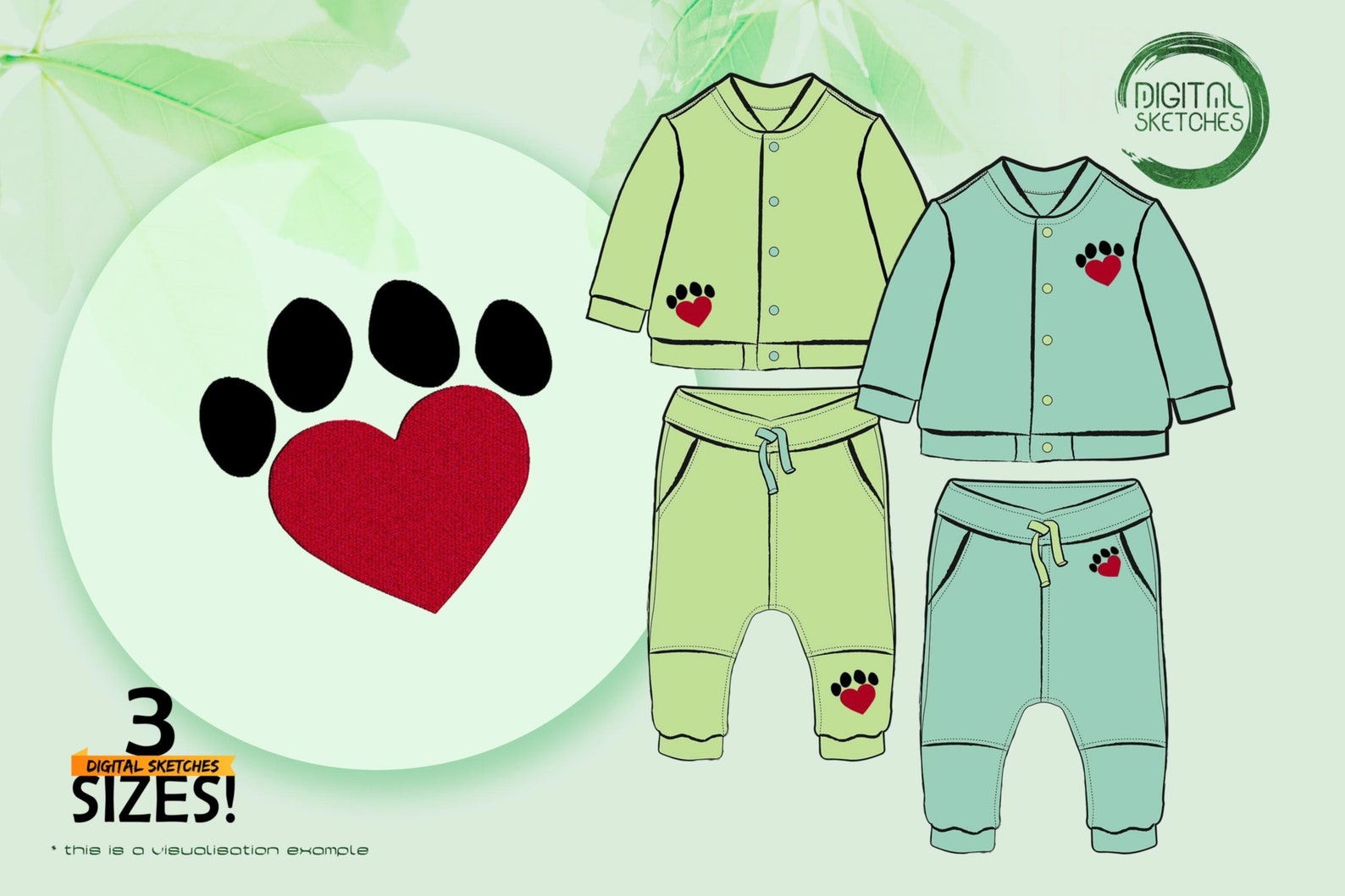 Heart Paw Machine Embroidery Design Love Animals Embroidery - Etsy