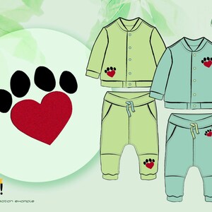 Heart Paw Machine Embroidery Design, Love Animals Embroidery Pattern ...
