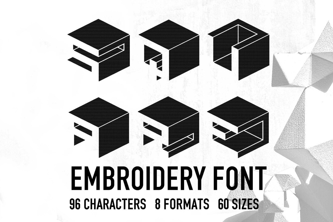 Square Embroidery Font, 3D Cube Embroidery Font, Three Dimensional ...