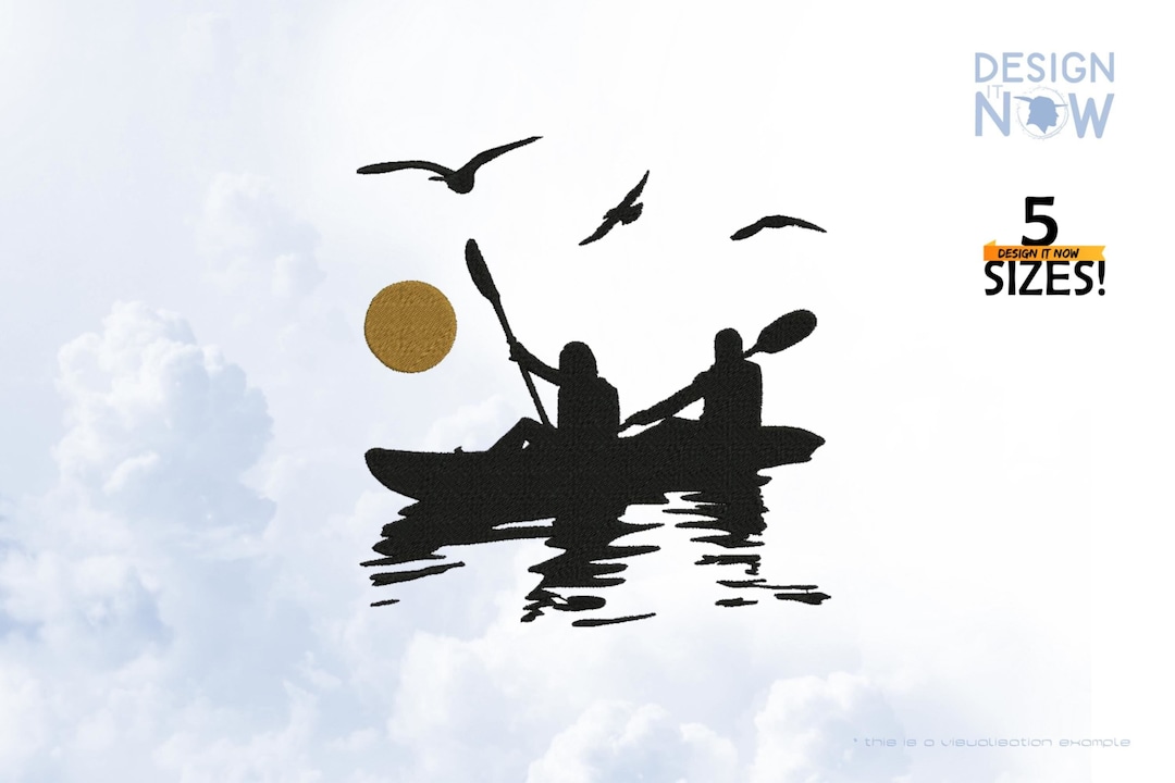 Kayak Embroidery Design, Boat Paddle Embroidery File, Canoe Embroidery ...