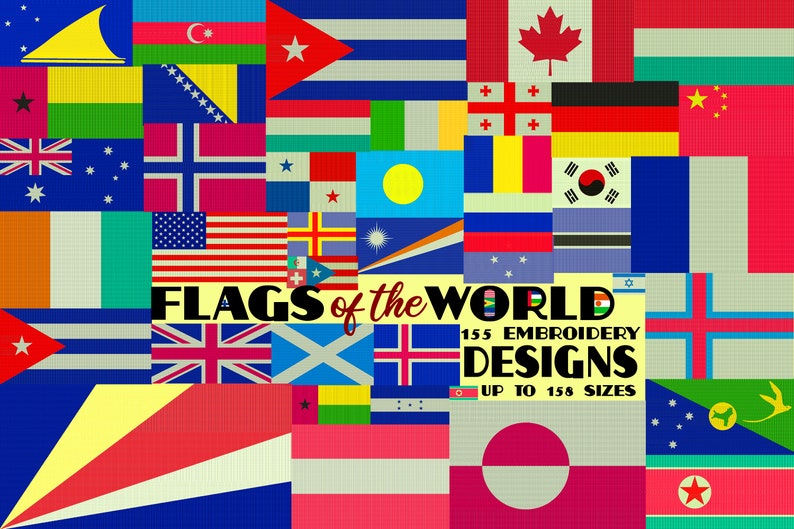 Flags of the World Embroidery Design Bundle, National Flag Embroidery ...