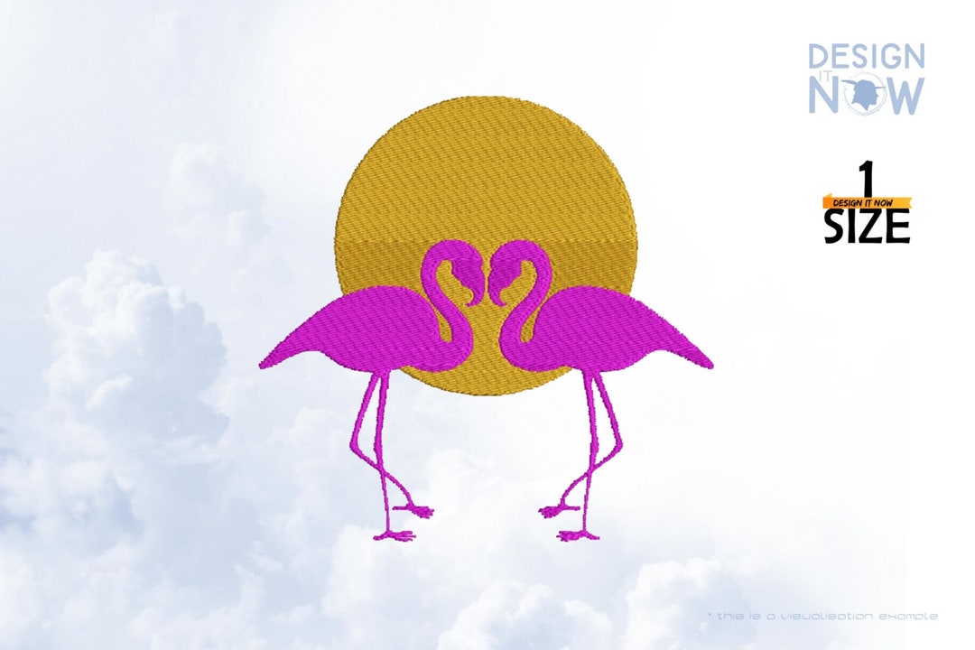 Flamingo Machine Embroidery Design Flamingo Sun Sunset Summer - Etsy