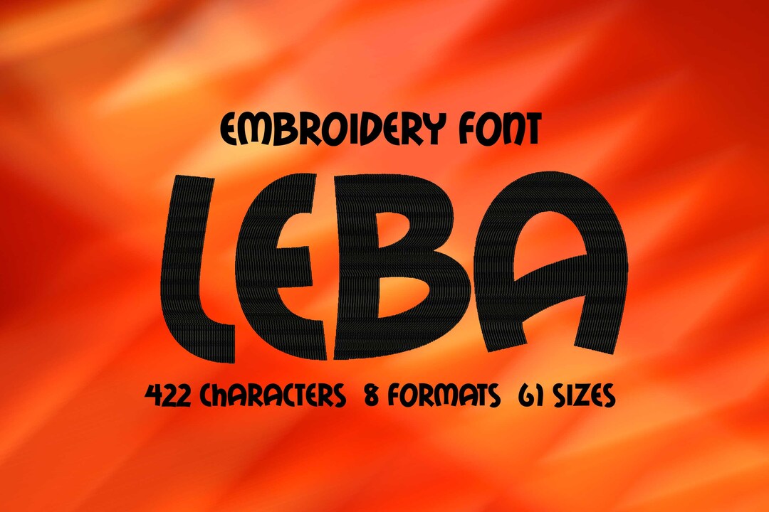 Leba Wide Modern Embroidery Font, Sans Serif Embroidery Font ...