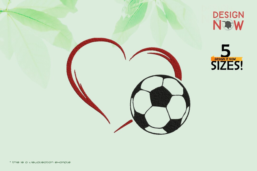 Soccer Ball Embroidery Design, Heart Embroidery Art, Sport Embroidery ...