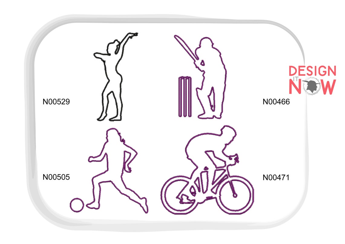 Sports Cricket Machine Embroidery Design Outline Set of 4 - Etsy