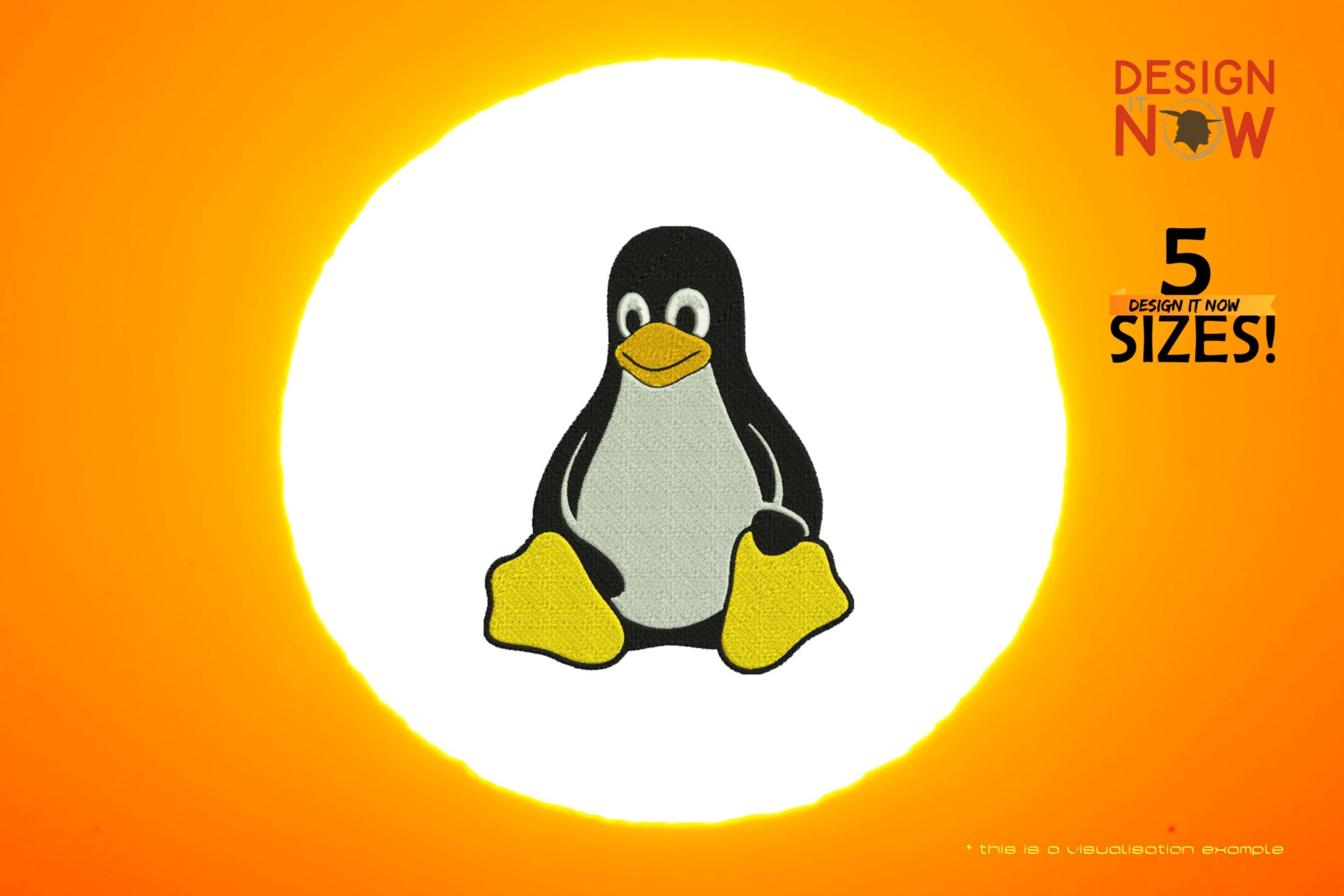 Tux Penguin Embroidery Design, Penguin Embroidery, Tux Penguin, Linux ...