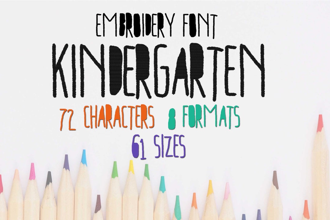 Kindergarten Embroidery Font, Children Fonts, Kids Embroidery Font ...