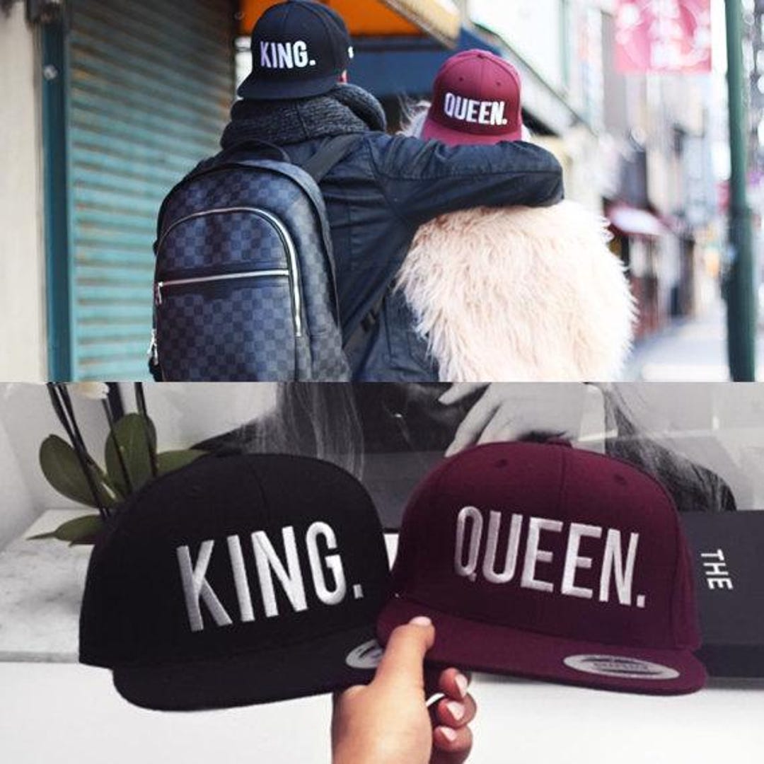 KING and QUEEN 3D Embroidered Flat Bill Snapback Cap Hats Original ...