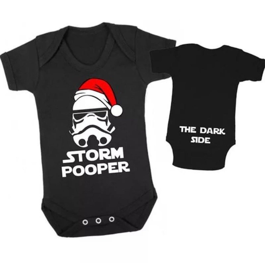 Storm Pooper the DARK Side Baby Vest Baby Grow Star Wars Inspired Front ...
