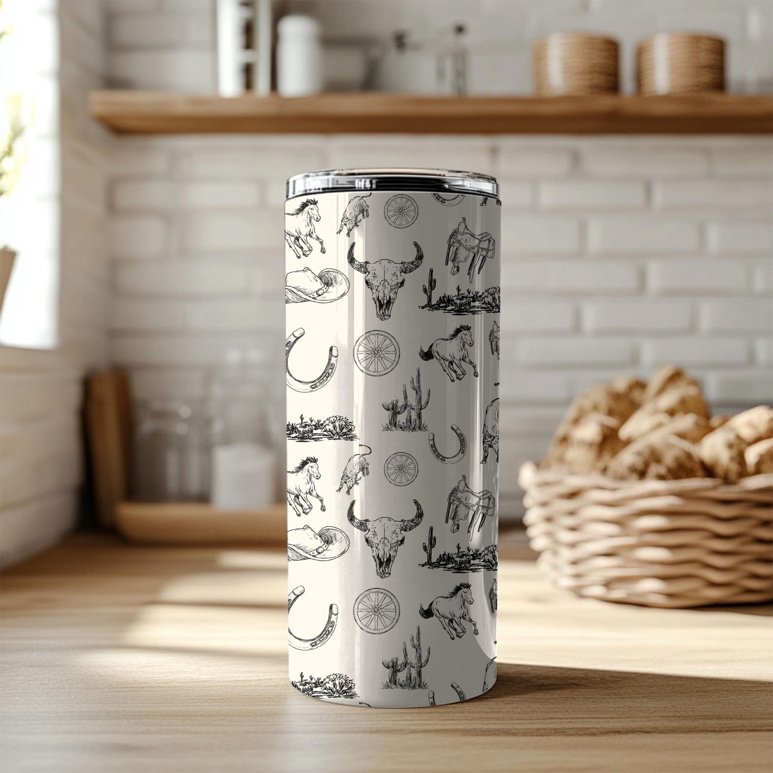 Black & Tan Western Seamless Pattern - Western Bucking Bull|horse ...