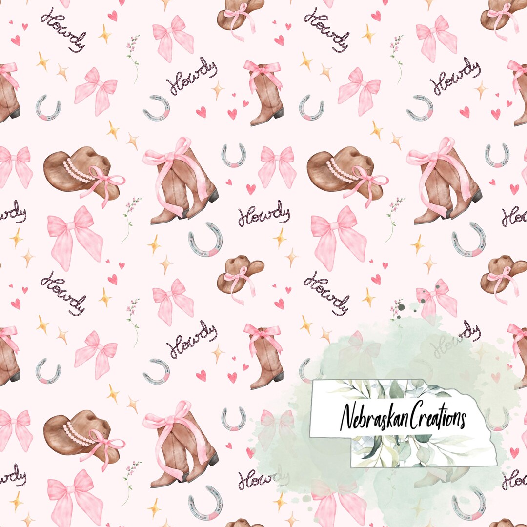 Pink Cowgirl Boot Seamless Pattern - Western Pattern|cowgirl Pattern ...