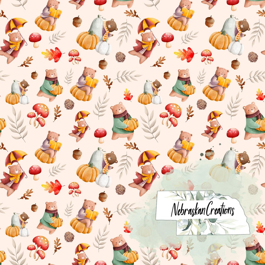 Beary Fall Seamless Pattern - Cute Bear Pattern|fall Pattern|acorns ...