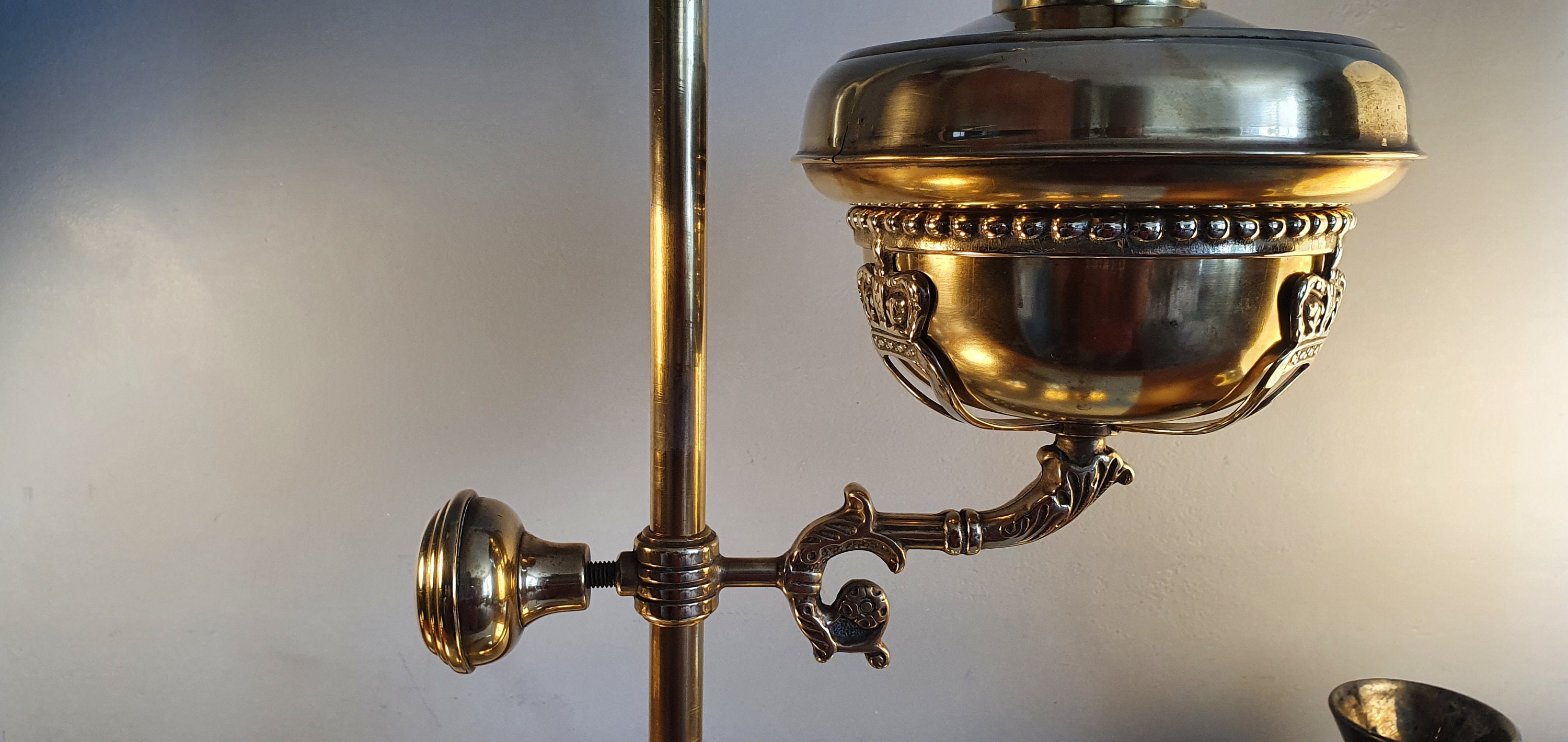 Antique golden brass oil student lamp. Made in France 1900. | Etsy