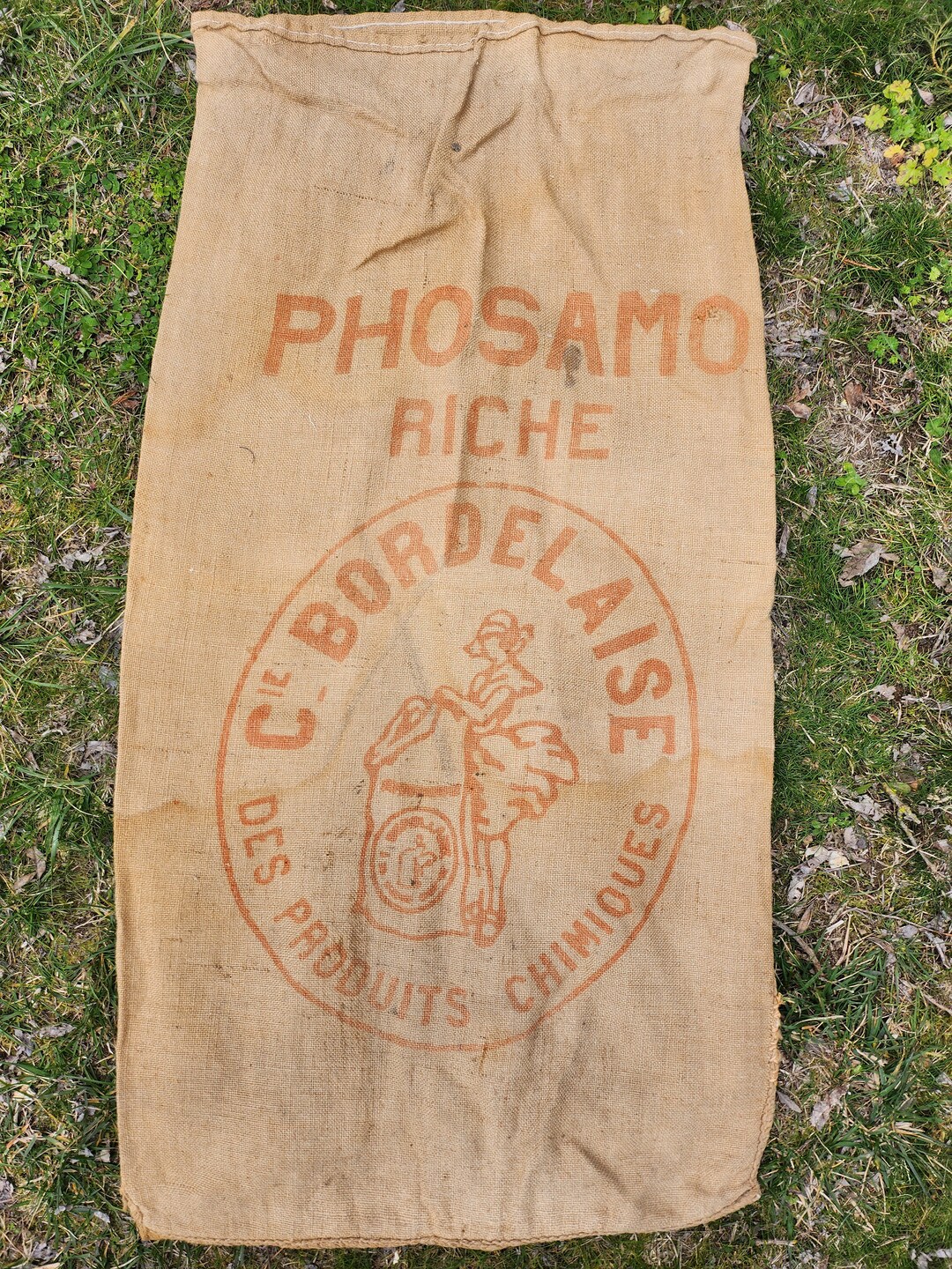 Old Burlap Bag From French Farms 1900s. Vintage Bohemian Countryside ...