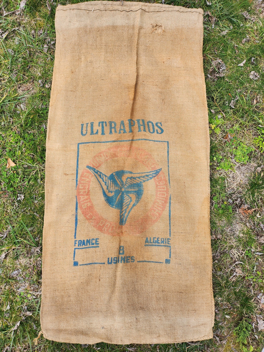 Old Burlap Bag From French Farms 1900s. Vintage Bohemian Countryside ...