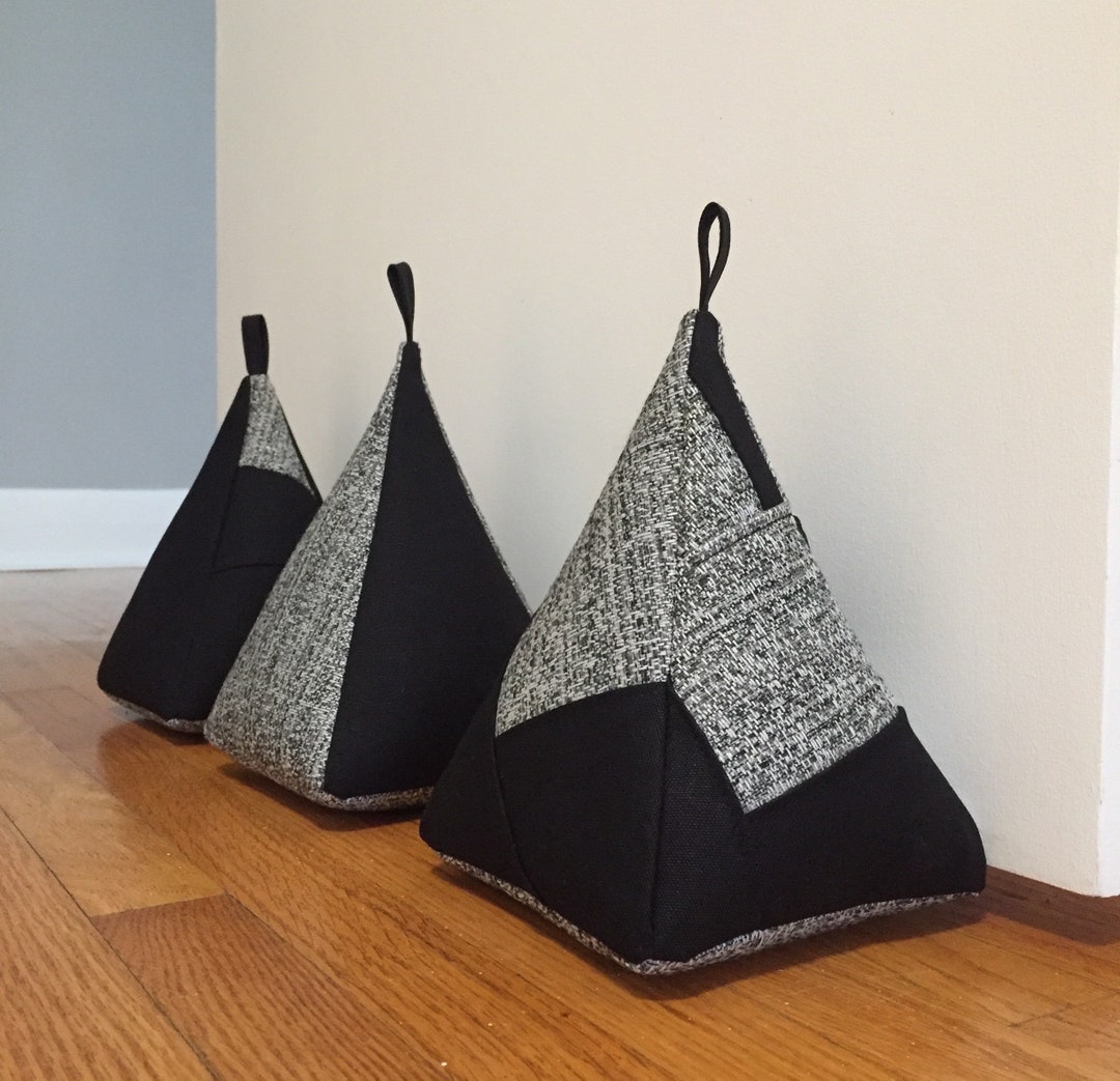 Black & Grey Set of 3 Large Soft Kick Door Stopper, Assorted Size ...