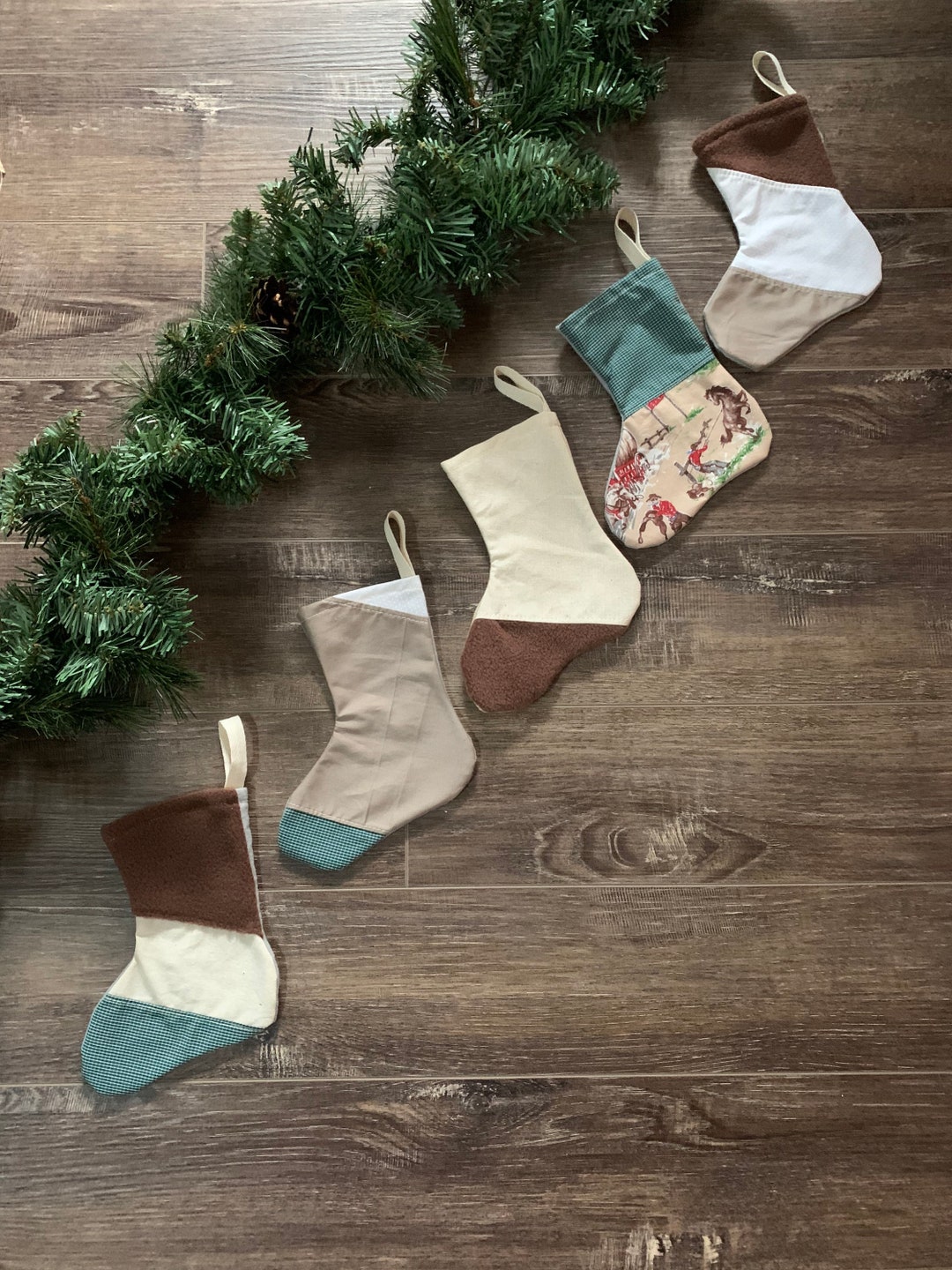 5 Farmhouse Stockings on Sale, 5 Bespoke Christmas Stockings, Banister ...