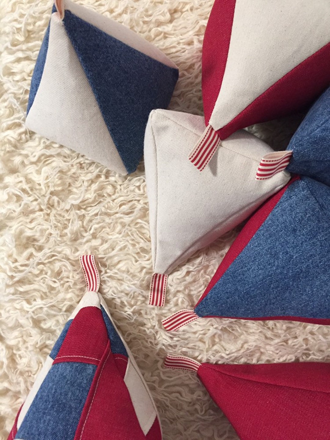 Small Doorstops, Red Door Stops, Boho Fabric Doorstops, Blue Denim ...