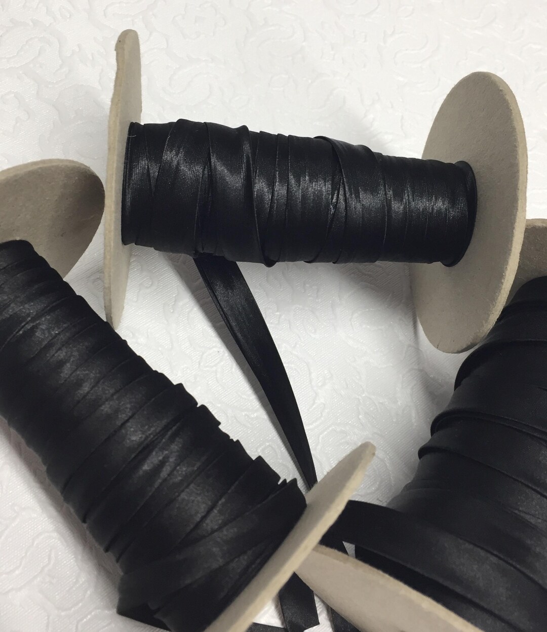 Black Double Fold Satin Bias Binding 1/4" & 1/2" Premium Sewing Trim ...