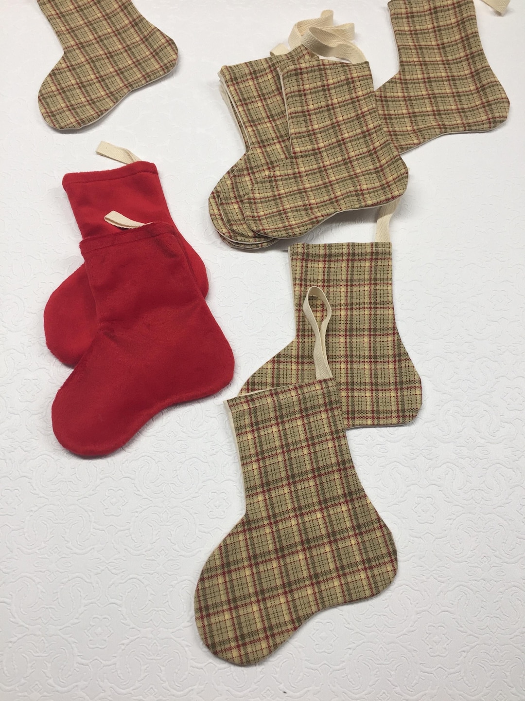 Perfect Plaid & Festive Red Stockings, Individual Stockings, Single ...