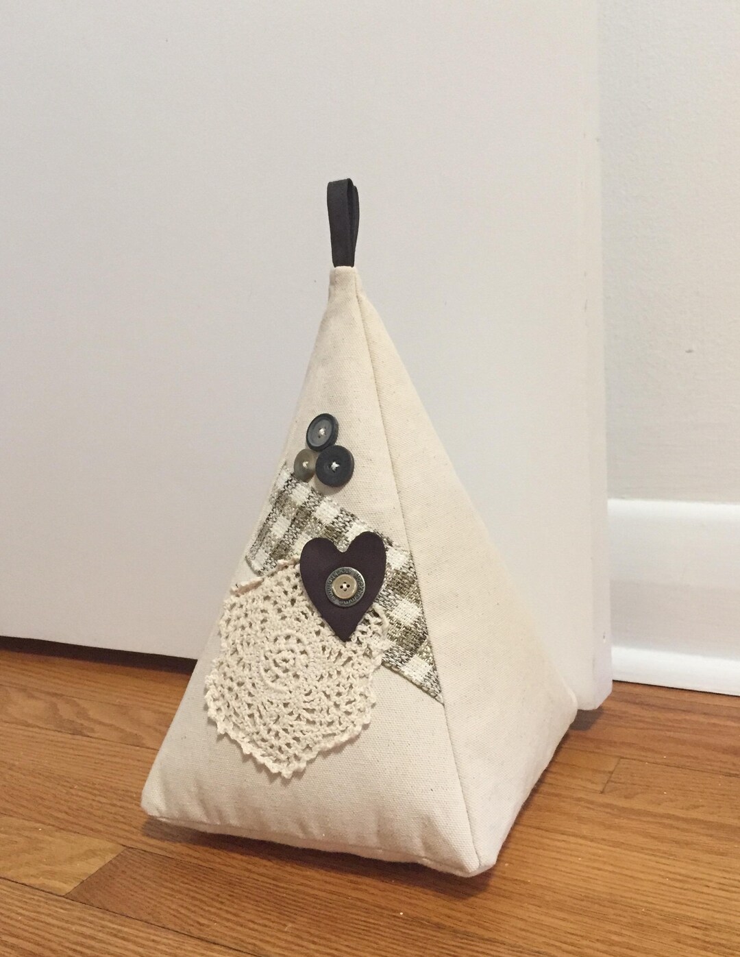 Extra Large Bespoke Buttons Natural Canvas Fabric Easy Fill Doorstopper ...
