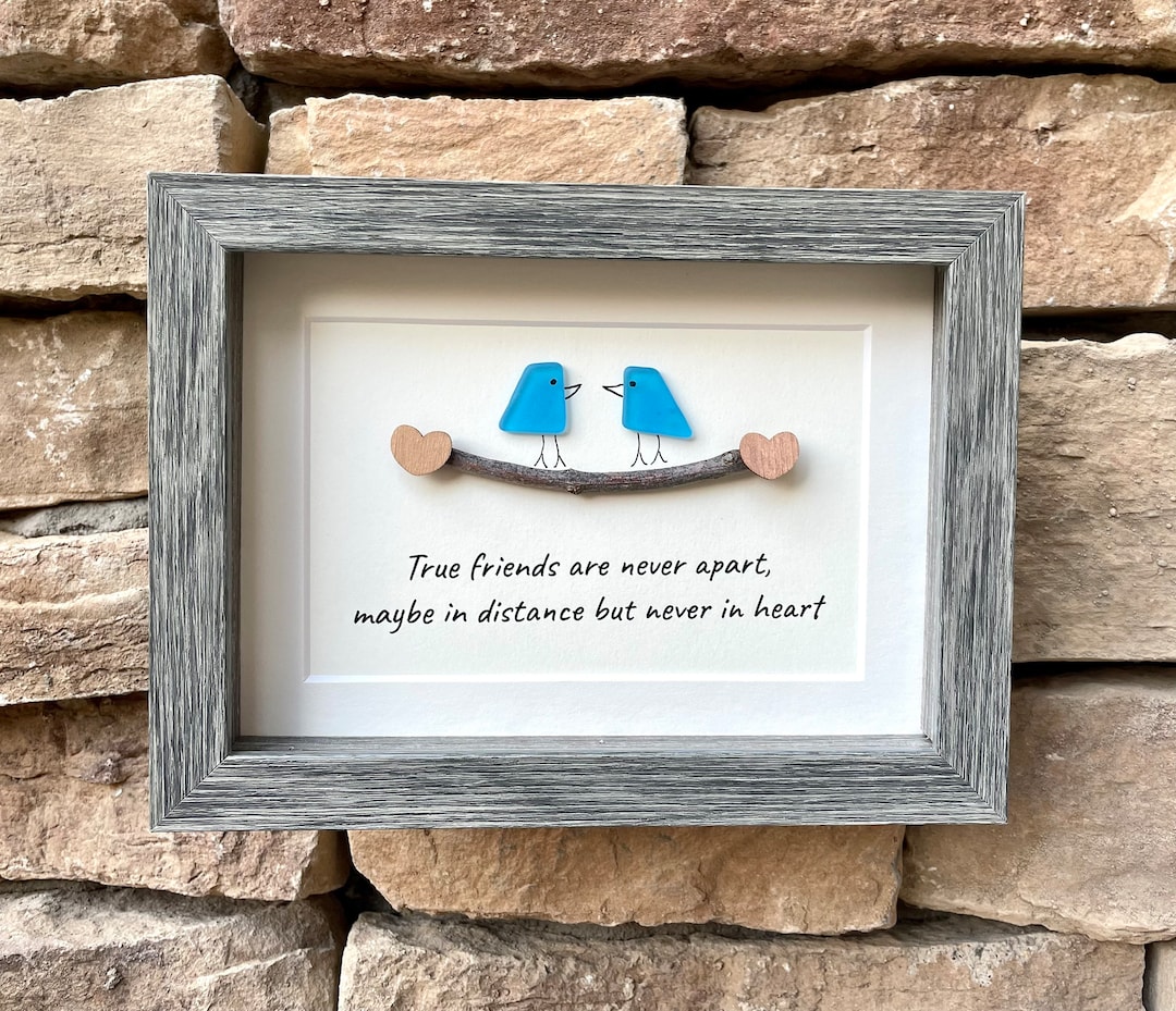 Long Distance Friendship Gift | 5x7 Framed Sea Glass Art | “true ...